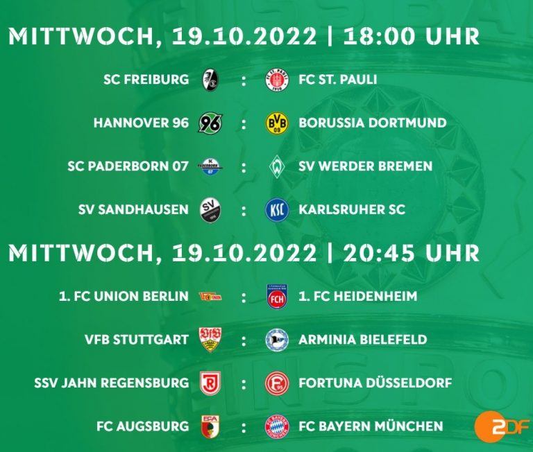 German Cup Second Round Draw 2022-23 | DFB Pokal Round of 32 Draw 22-23 ...