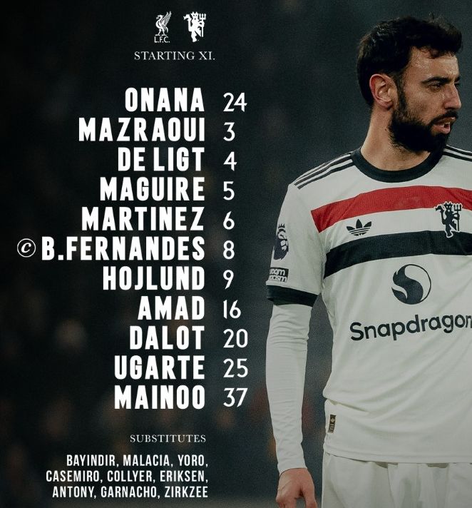 PL | Official Liverpool FC vs Manchester United FC Lineups Timeline ...