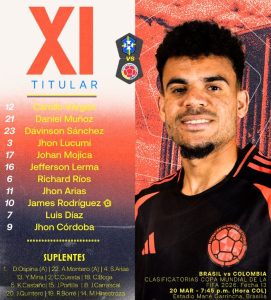 WCQ | Official Brazil vs Colombia National Football Team Lineups ...