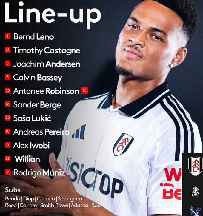 FA Cup | Official Fulham FC vs Crystal Palace FC Lineups Timeline 2025 ...