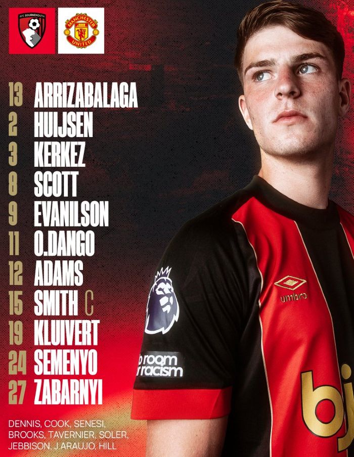 PL | Official AFC Bournemouth vs Manchester United FC Lineups Timeline ...