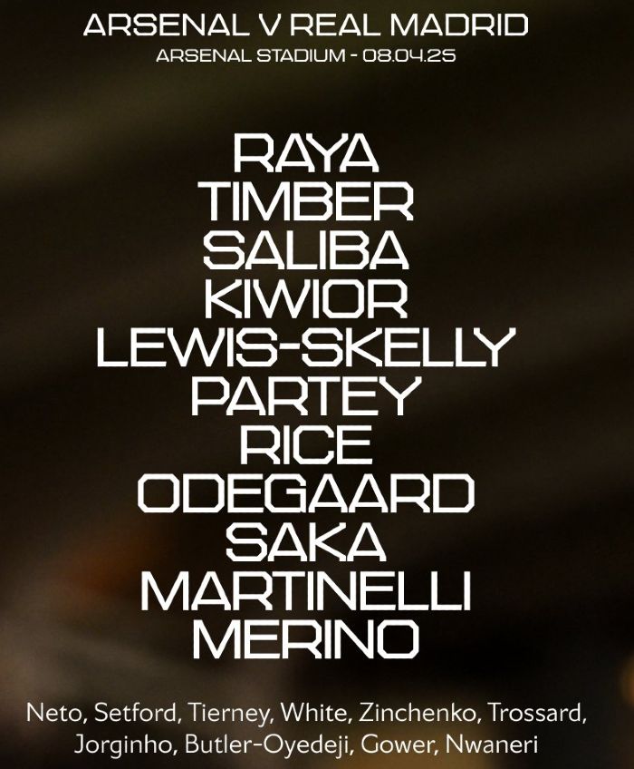 CL | Official Arsenal FC vs Real Madrid Lineups Timeline 2025 | ARS RMA ...