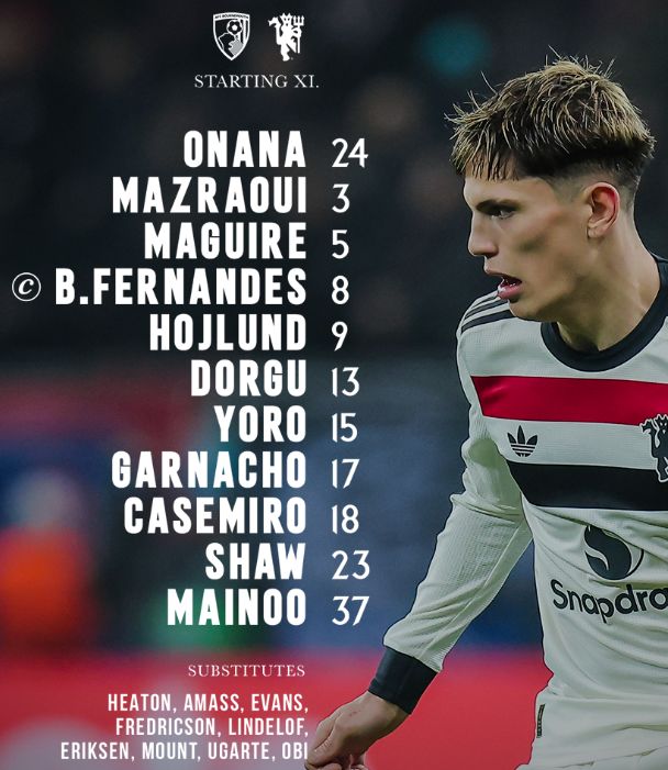 PL | Official AFC Bournemouth vs Manchester United FC Lineups Timeline ...