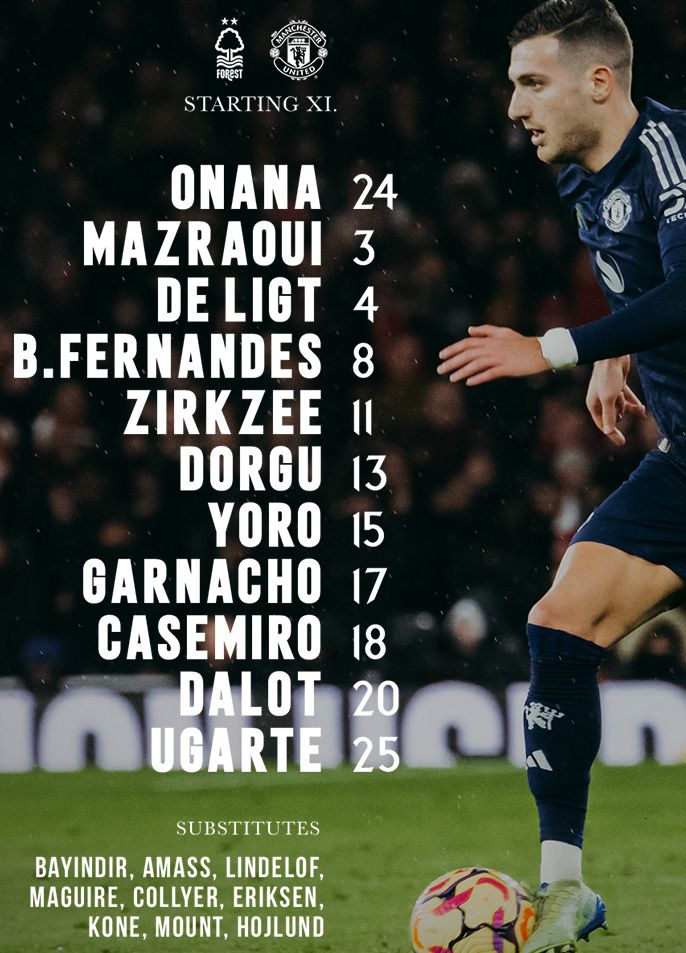 PL | Official Nottingham Forest vs Manchester United FC Lineups ...
