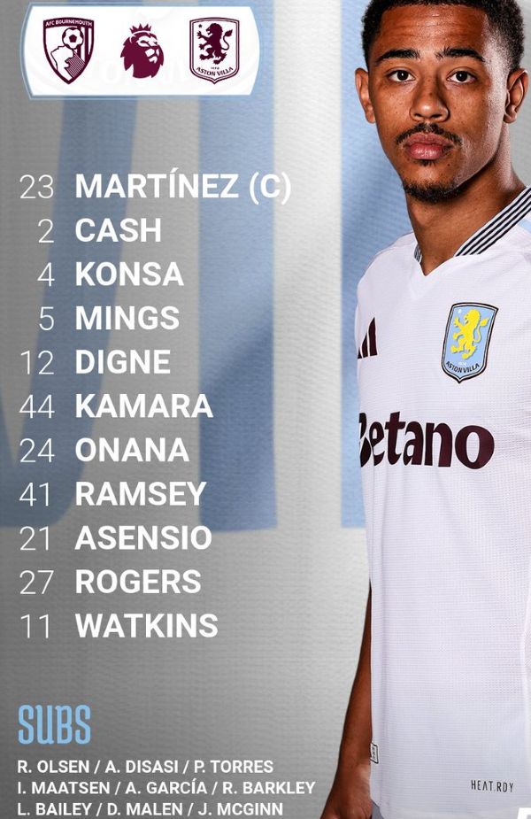 PL | Official AFC Bournemouth vs Aston Villa FC Lineups Timeline 2025 ...